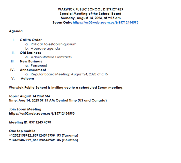 Live Feed | Warwick Public Schools